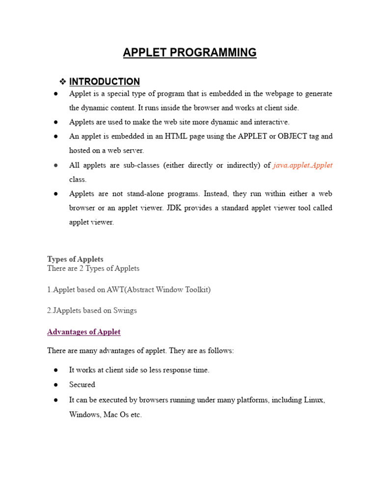 APPLET ,EVENT HANDLING | PDF | World Wide Web | Internet & Web APPLET ,EVENT HANDLING | PDF | World Wide Web | Internet & Web