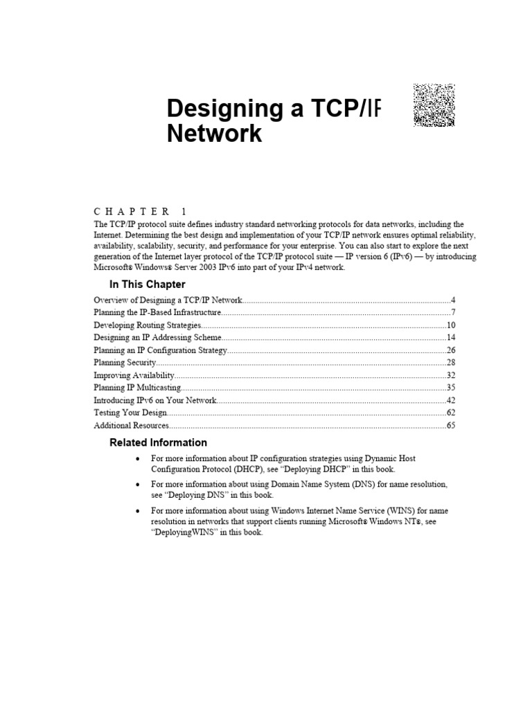 04 CHAPTER 1 Designing A TCP and IP Network | PDF | Ip Address | Computer Network