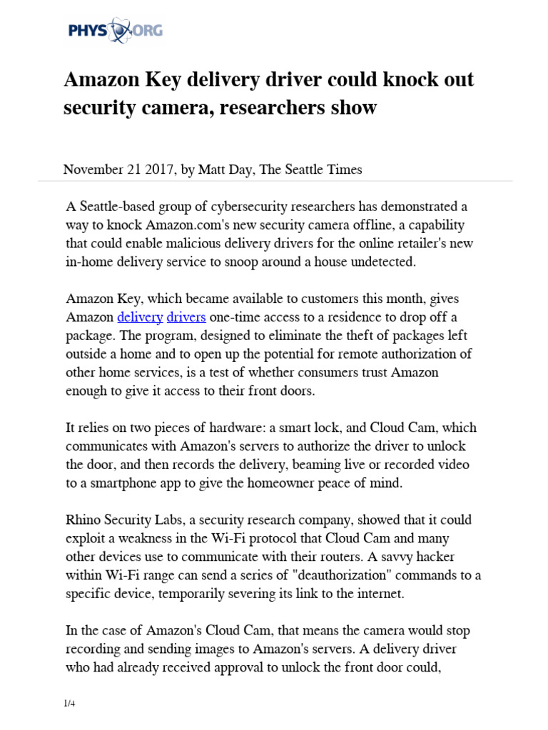 Amazon Key Delivery Driver Camera | PDF | Computer Security | Security