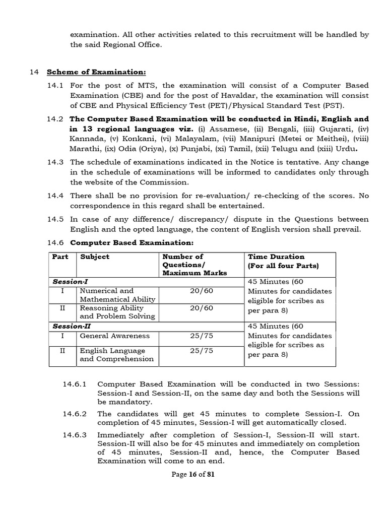 SSC MTS 2024 Exam Pattern & Syllabus | PDF | Languages Of India ...