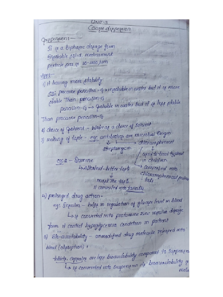 Coarse Dispersions Hand Written Notes | PDF