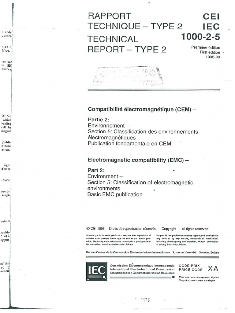 IEC 61000-2-5 Ed 1 1995-09 - EMC-Environment - Classification of Electromagnetic Environments ...