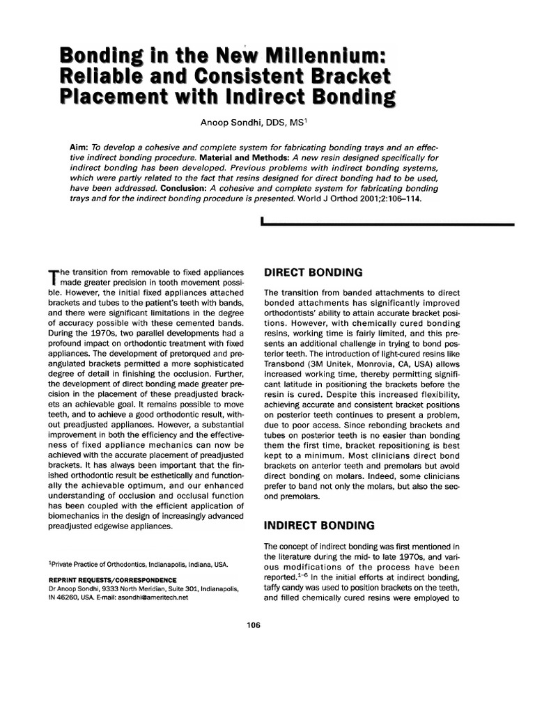 Sondhi BondingintheNewMillennium | PDF | Orthodontics | Dental Anatomy