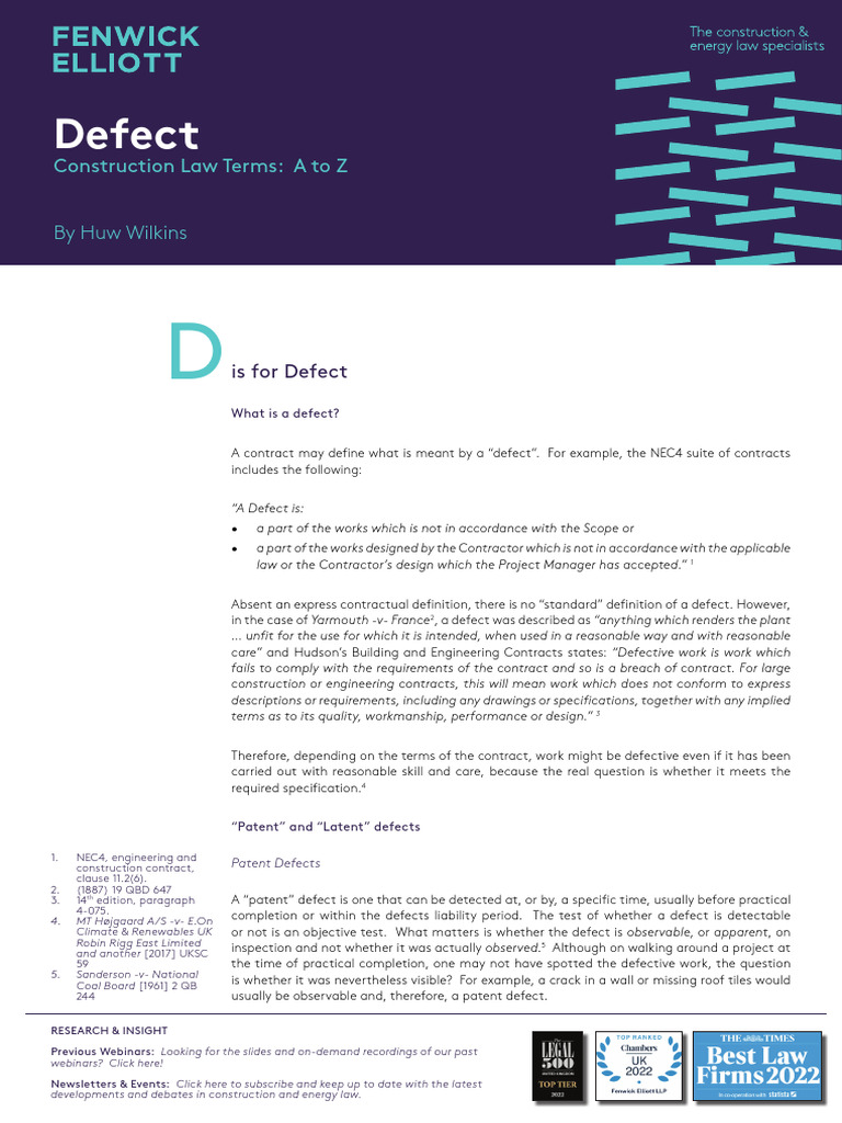 What is a Defect | PDF | Damages | Patent