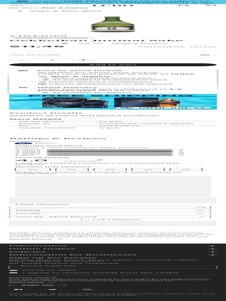 Gekkeikan Junmai Sake LCBO | PDF | Cooking, Food & Wine