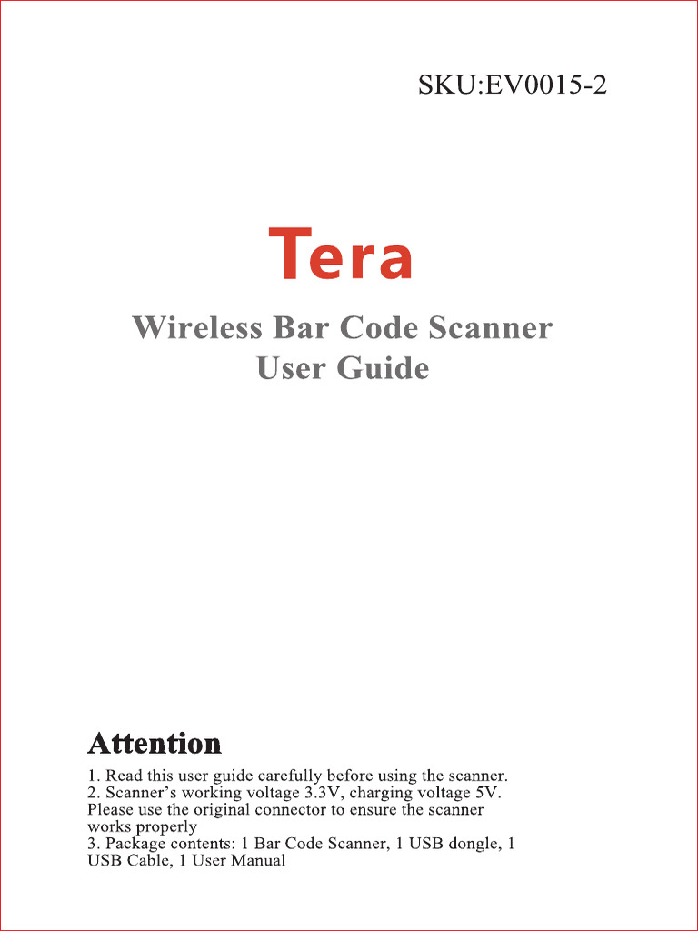Tera Barcode Scanner Hw0006 -Ev0015-2 | PDF