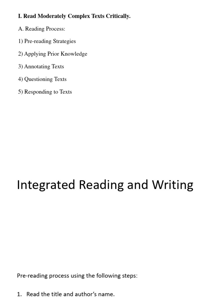 Integrated Reading and Writing | PDF | Reading Comprehension | Knowledge