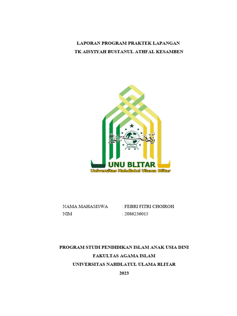 Laporan PPL Pendidikan Islam Anak Usia Dini | PDF