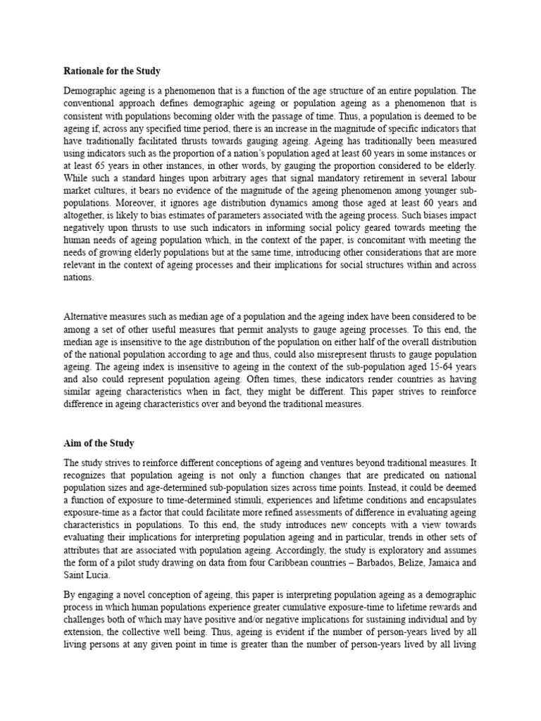 Rationale for the Study | Download Free PDF | Ageing | Population
