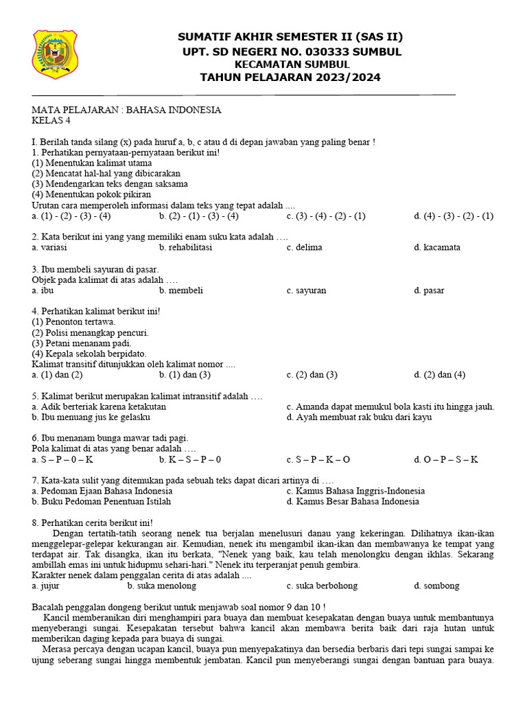 Soal Bhs Indonesia | PDF | Kajian Bahasa Asing
