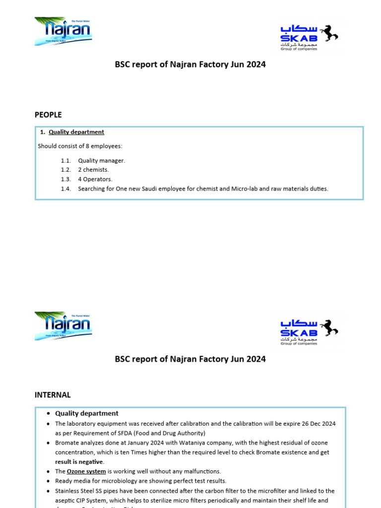 Najran Water BSC 2024 New | PDF | Ozone | Sterilization (Microbiology)