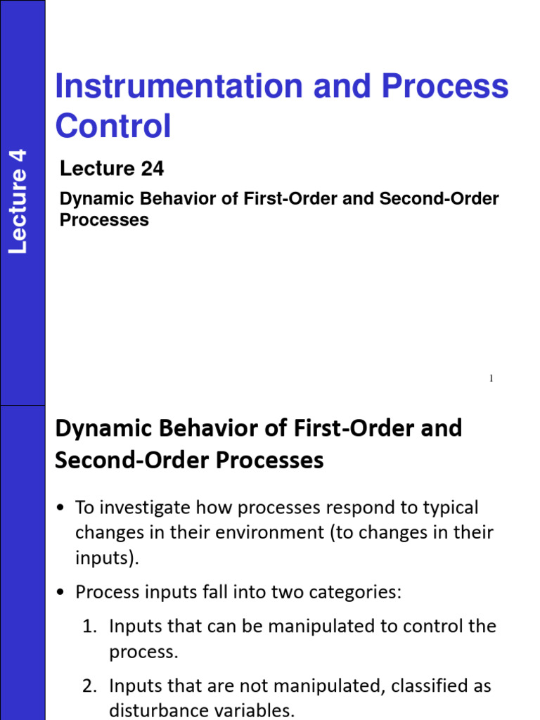 IPC - Lectures 24 - 26 (Dynamic Behavior- 1st and 2nd Order Processes) | Download Free PDF ...