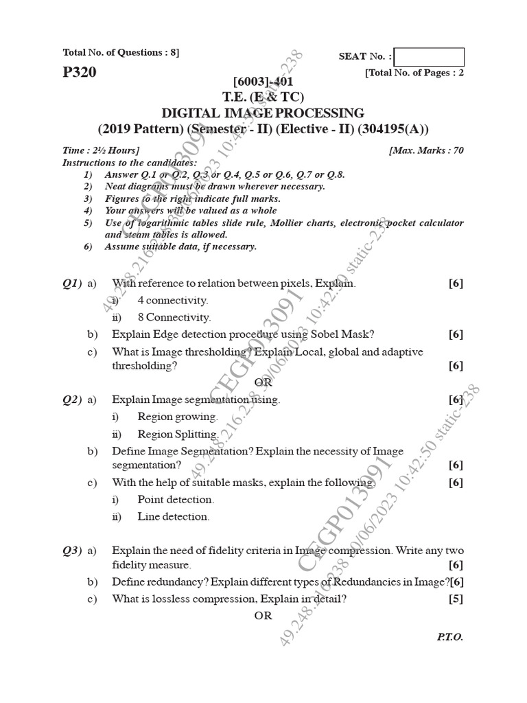 Dip May - Jun - 2023 | PDF | Data Compression | Multidimensional Signal Processing