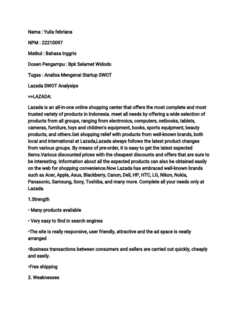 Lazada SWOT | PDF