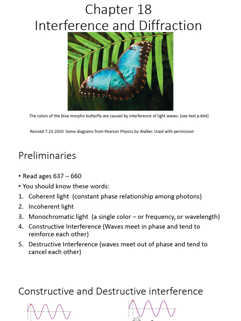 Ch18-Interference and Diffraction | PDF | Diffraction | Wavelength