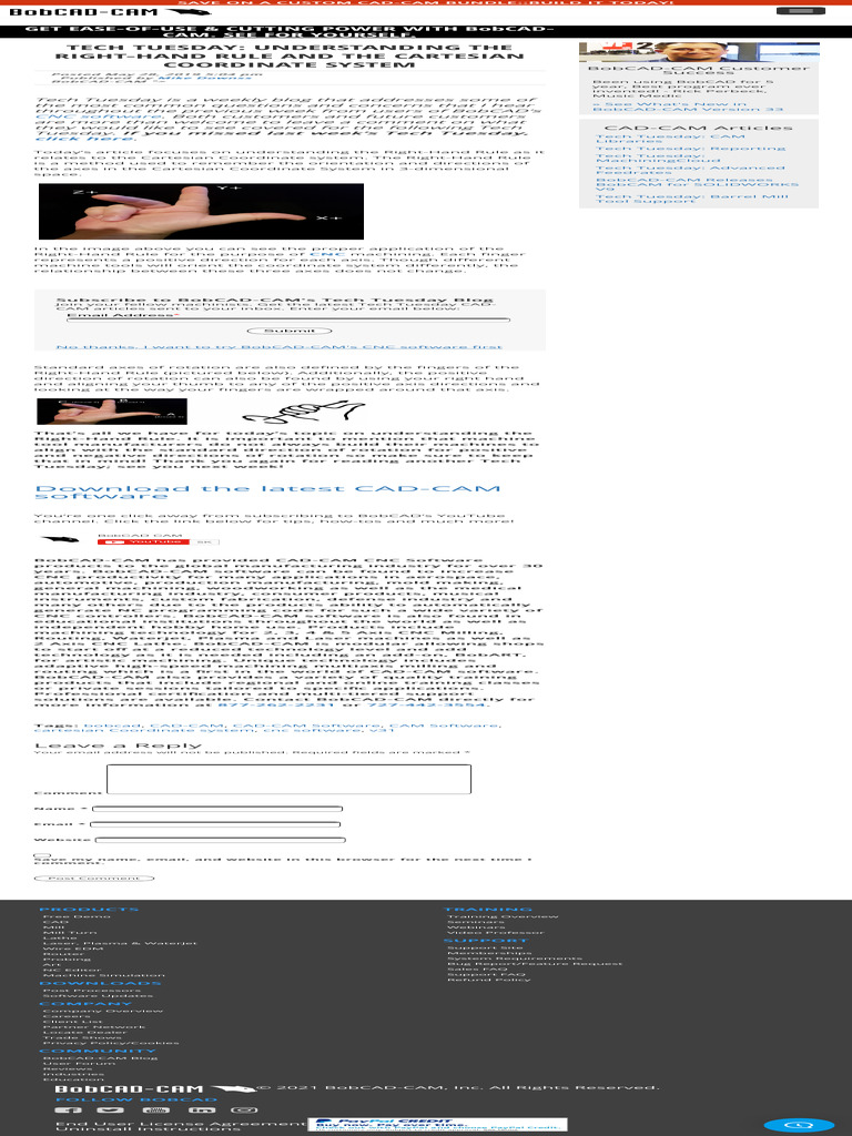 Right-Hand Rule Cartesian Coordinate System BobCAD-CAM | PDF ...