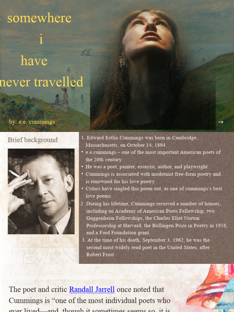 Somewhere I Have Never Travelled | PDF | Poetry | Metre (Poetry)