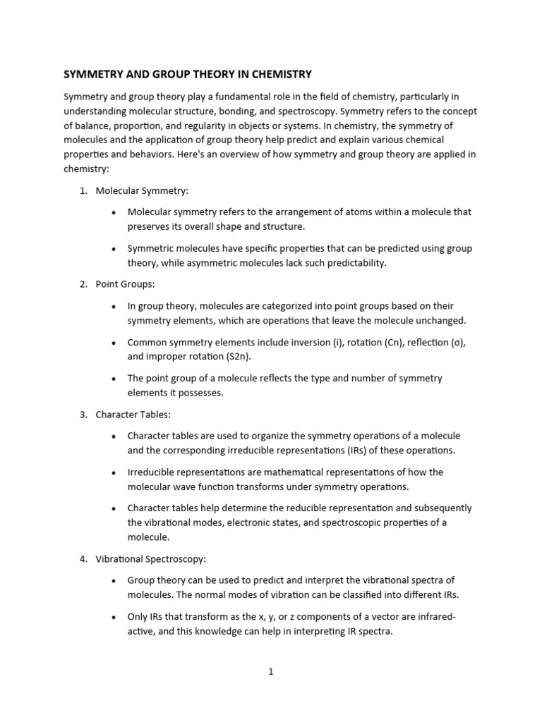Symmetry and Group Theory in Chemistry | PDF | Spectroscopy | Group Theory