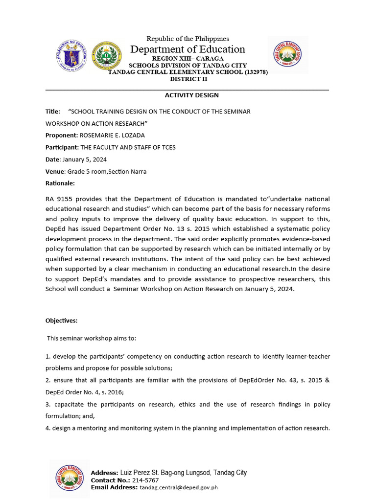 ACTIVITY-DESIGN - LAC-SESSION 2023.action Research | PDF | Policy