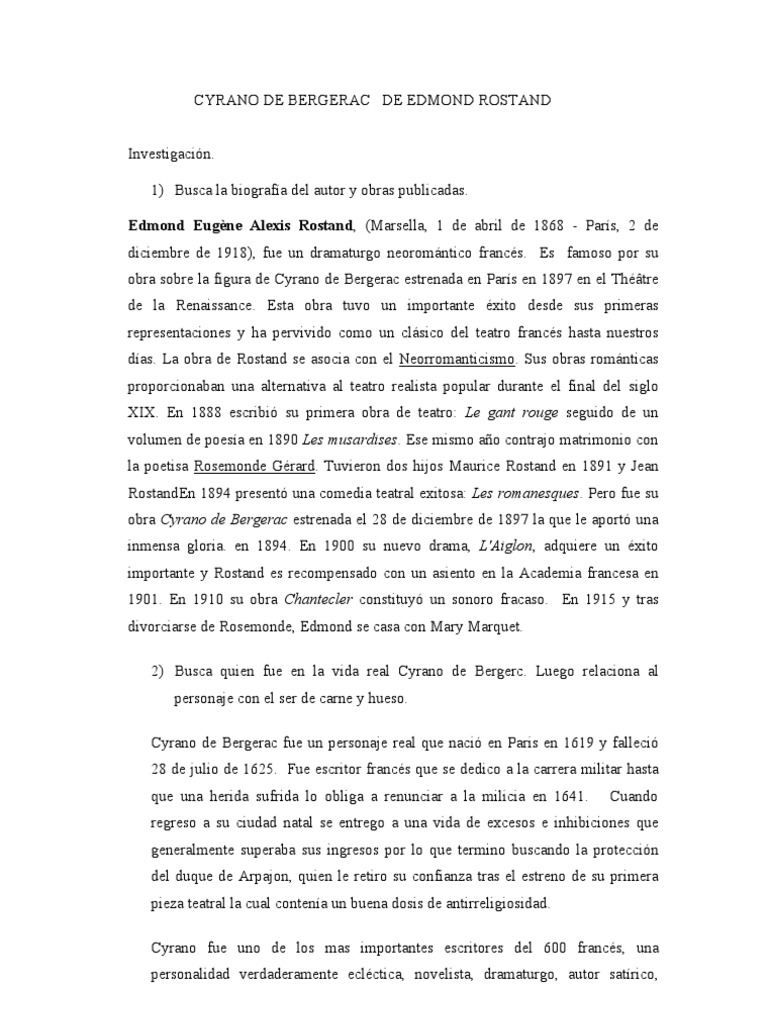 Cyrano de Bergerac de Edmond Rostand | PDF