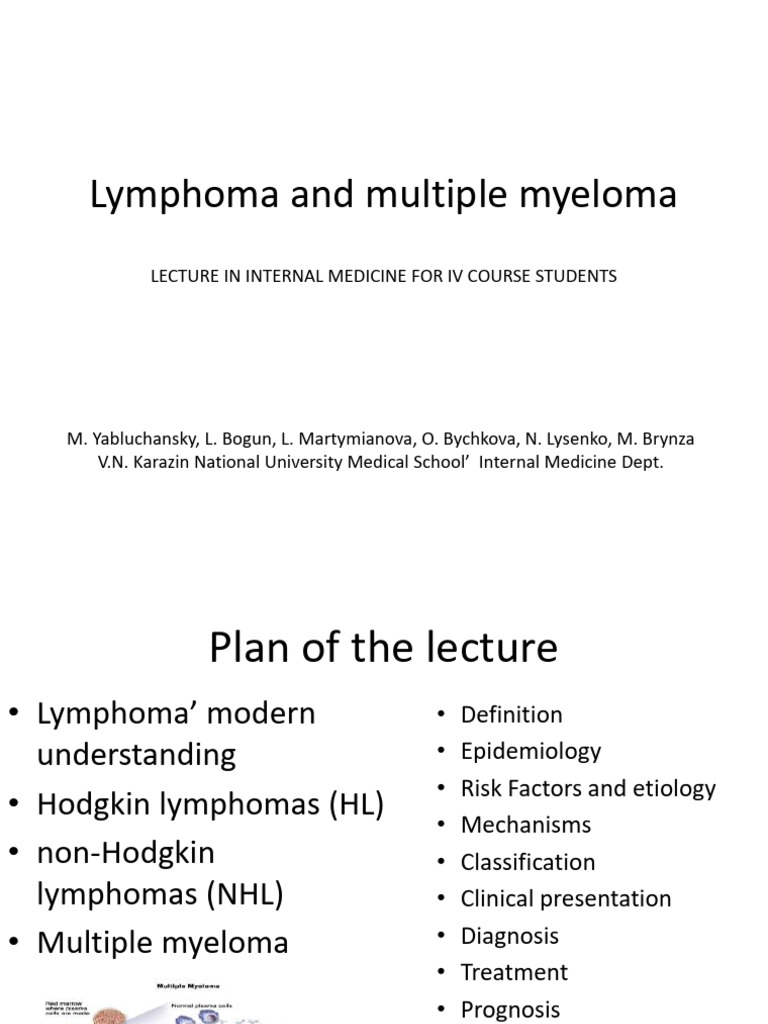 Lecture_Lymphoma_and_multiple_myeloma_2017-2018_2 | PDF | Lymphoma | Multiple Myeloma