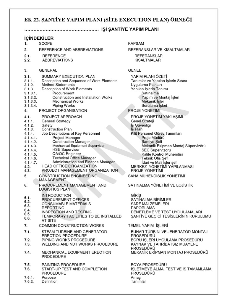 Şanti̇ye Yapim Plani | PDF