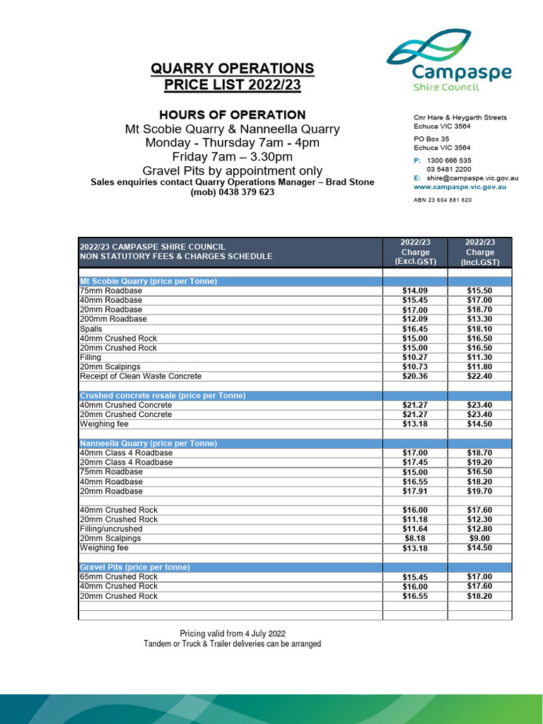 Quarry Prices | PDF | Natural Materials | Building Materials