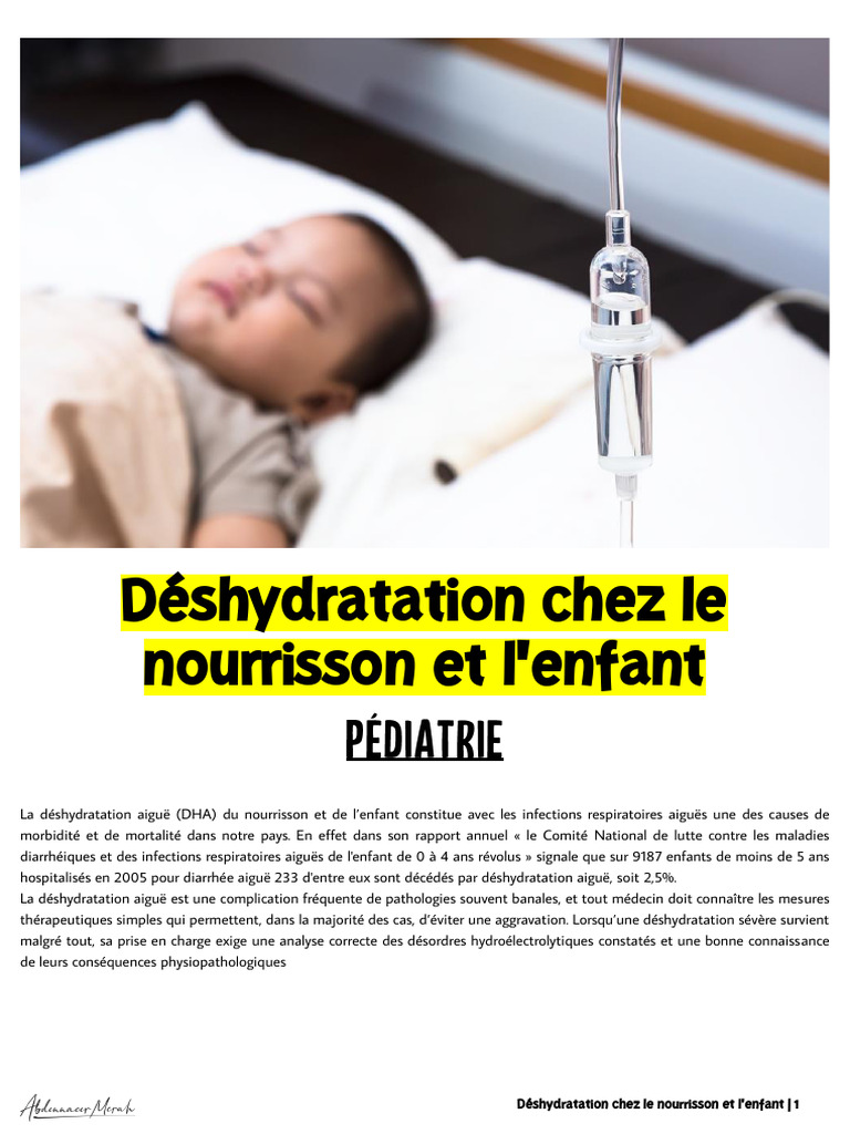Déshydratation aiguë chez l'enfant | PDF | Déshydratation (médecine ...
