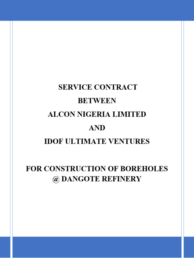 Service Contract For Construction of Boreholes at Dangote Refinery ...
