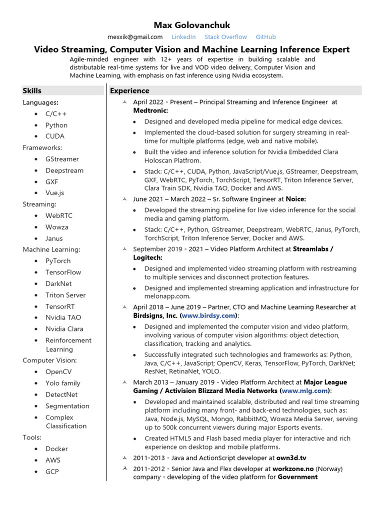 Resume Max Go Lov An Chuk | PDF | Video On Demand | Software