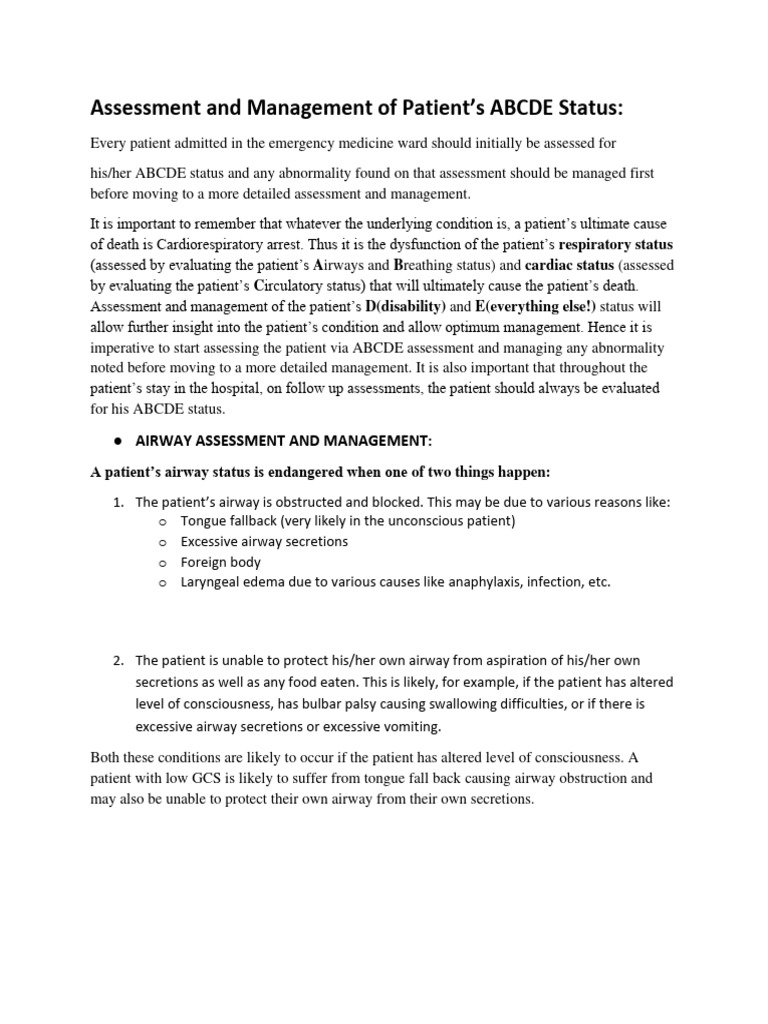 ABCDE Assessment and Management | PDF | Shock (Circulatory ...
