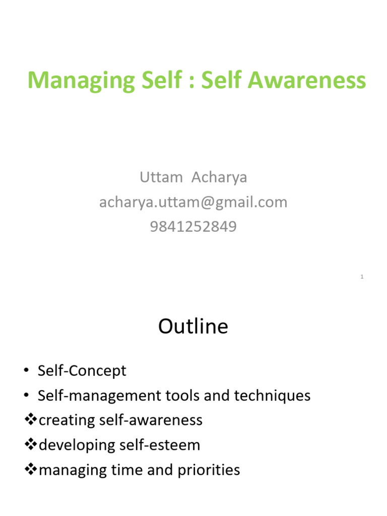 Managing Self - Self Awareness-Jhapa | PDF | Self Concept | Self Awareness