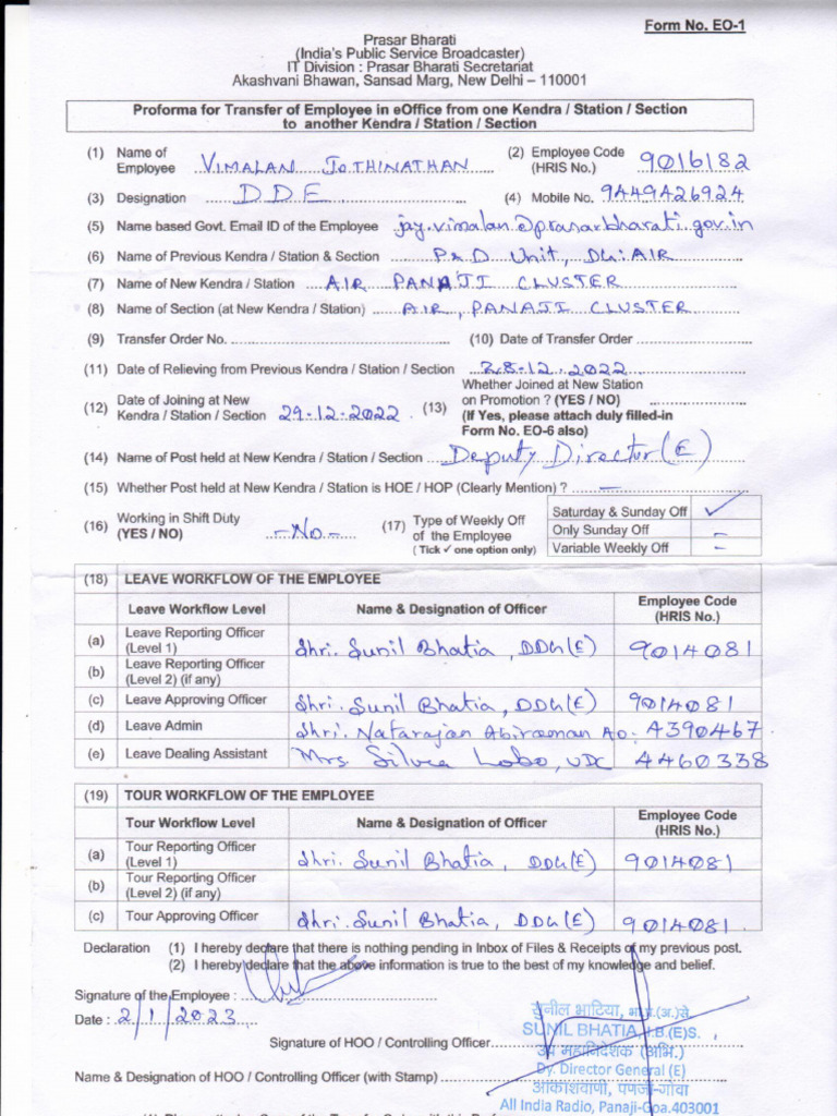 FORM NO EO-1 Scan | PDF