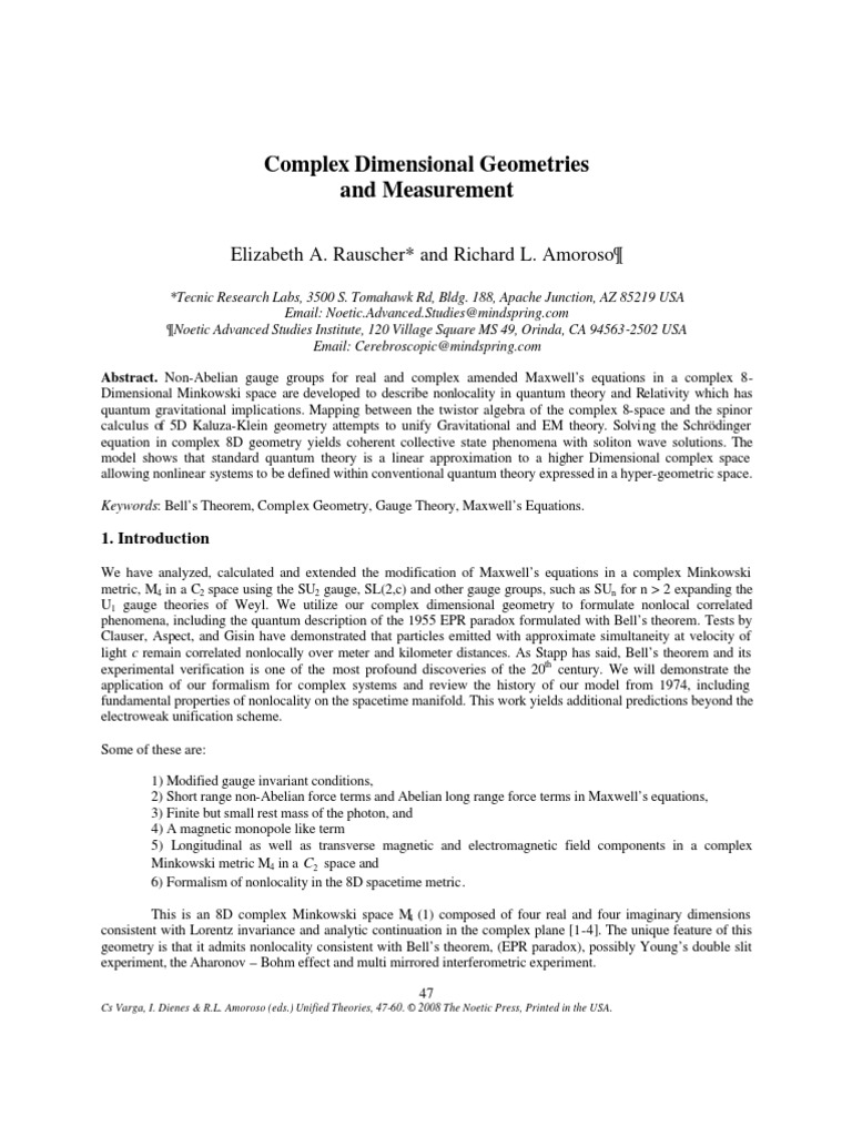 Elizabeth A. Rauscher and Richard L. Amoroso - Complex Dimensional ...