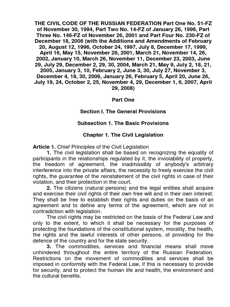 Overview of Russian Civil Code | PDF | Legal Guardian | Bankruptcy