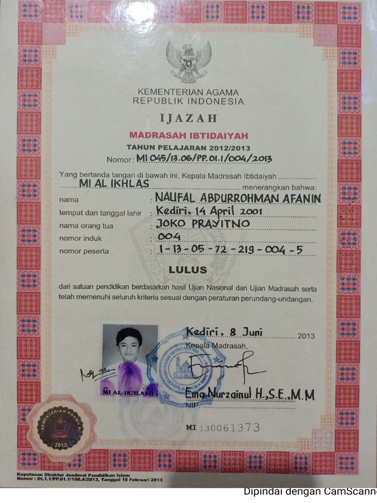 Scan Ijazah Angkatan 1 Miai | PDF