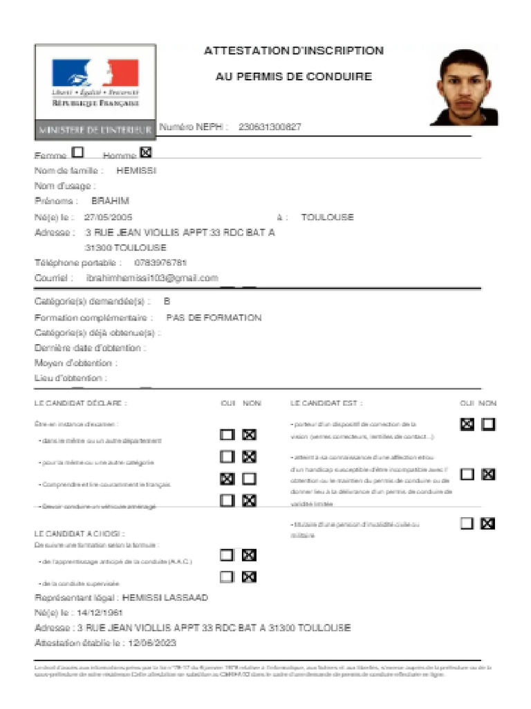 Attestation Permis de Conduire | PDF