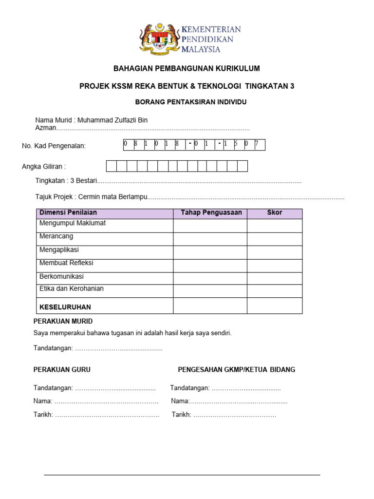 Analisis Penilaian RBT Tingkatan 3 | PDF