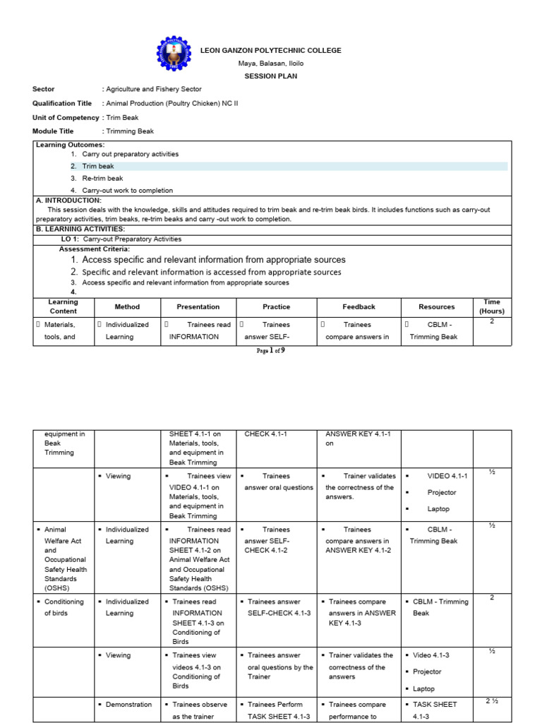 4 SessionPlan Your Lastname 1 | PDF | Learning