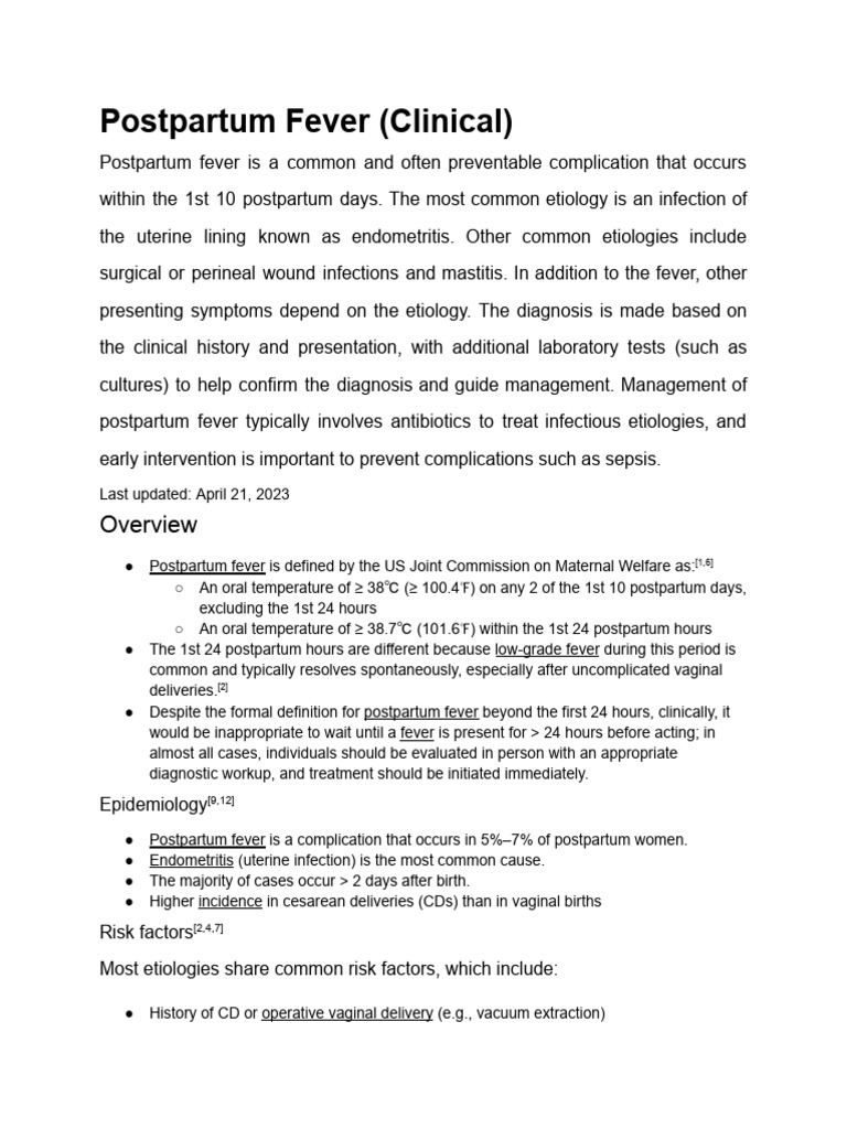 Understanding Postpartum Fever Causes | PDF | Postpartum Period ...