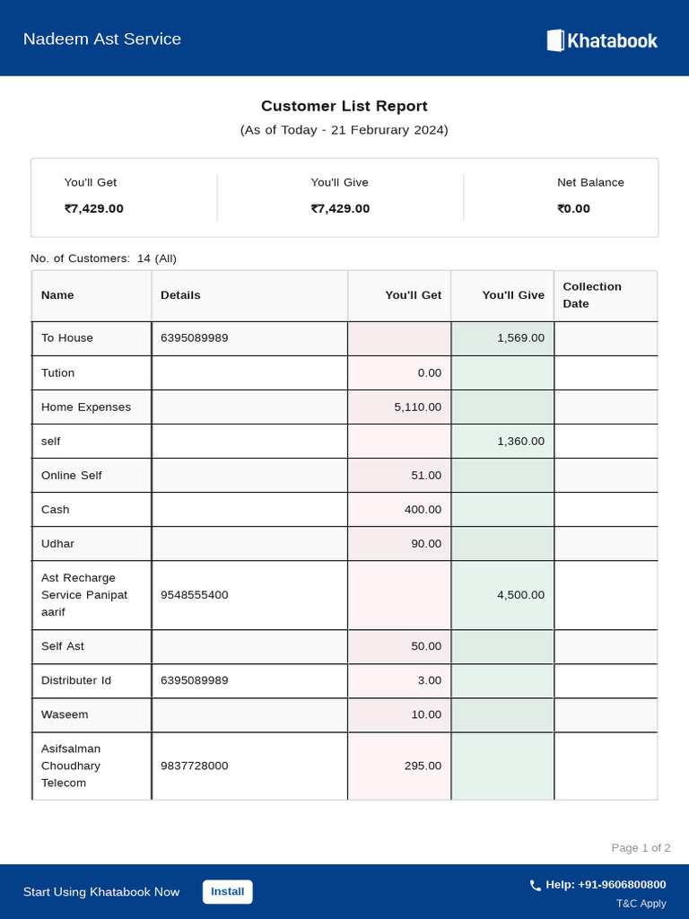 Khatabook-Book-Customers-21 02 2024-11 34 33 AM | PDF