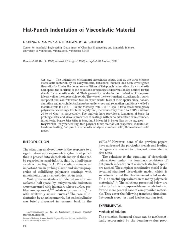 Viscoelastic Flat-Punch Indentation Analysis | PDF | Viscoelasticity ...