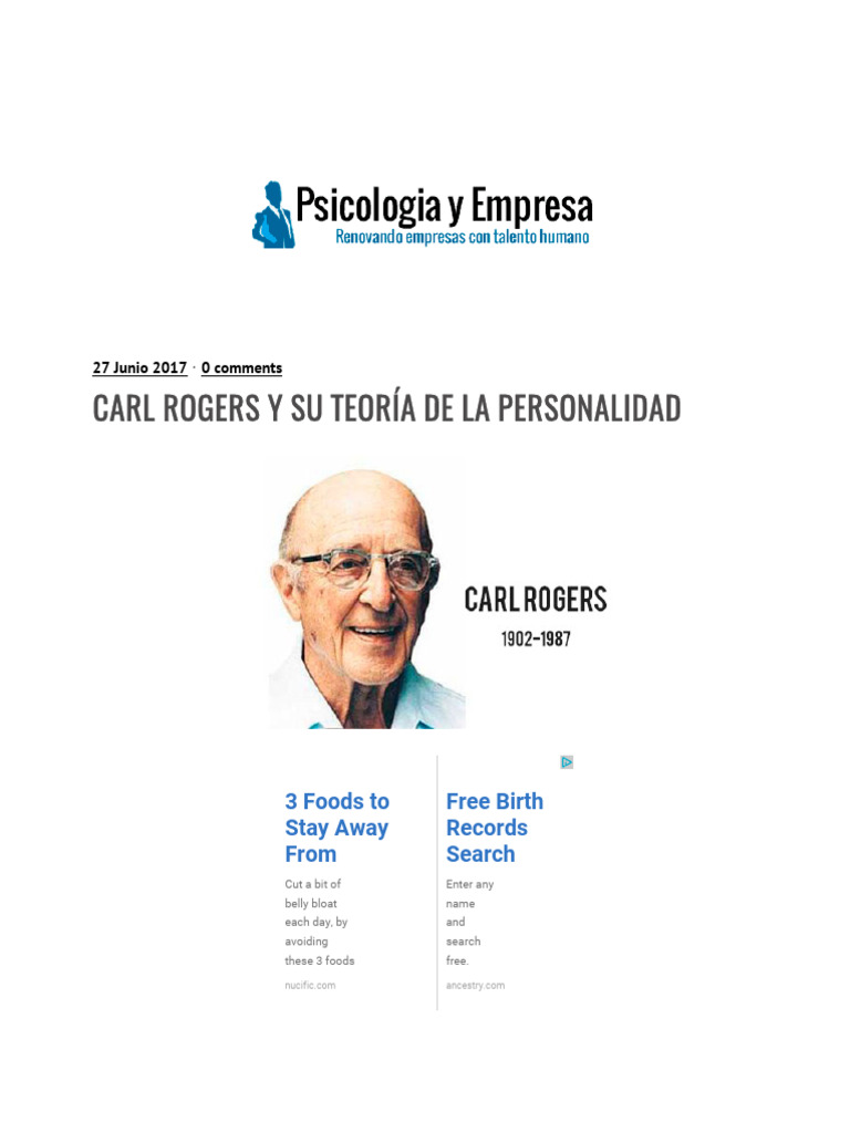 Teoría de la Personalidad de Carl Rogers | PDF | Percepción ...