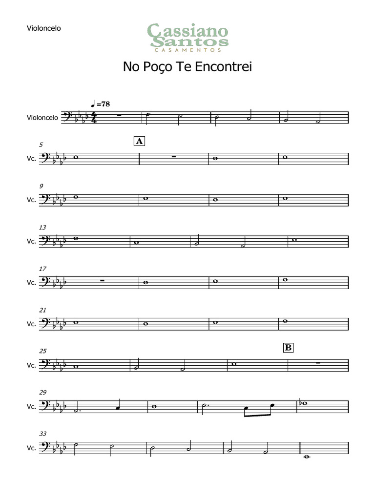 No Poço Te Encontrei-Violoncelo | PDF