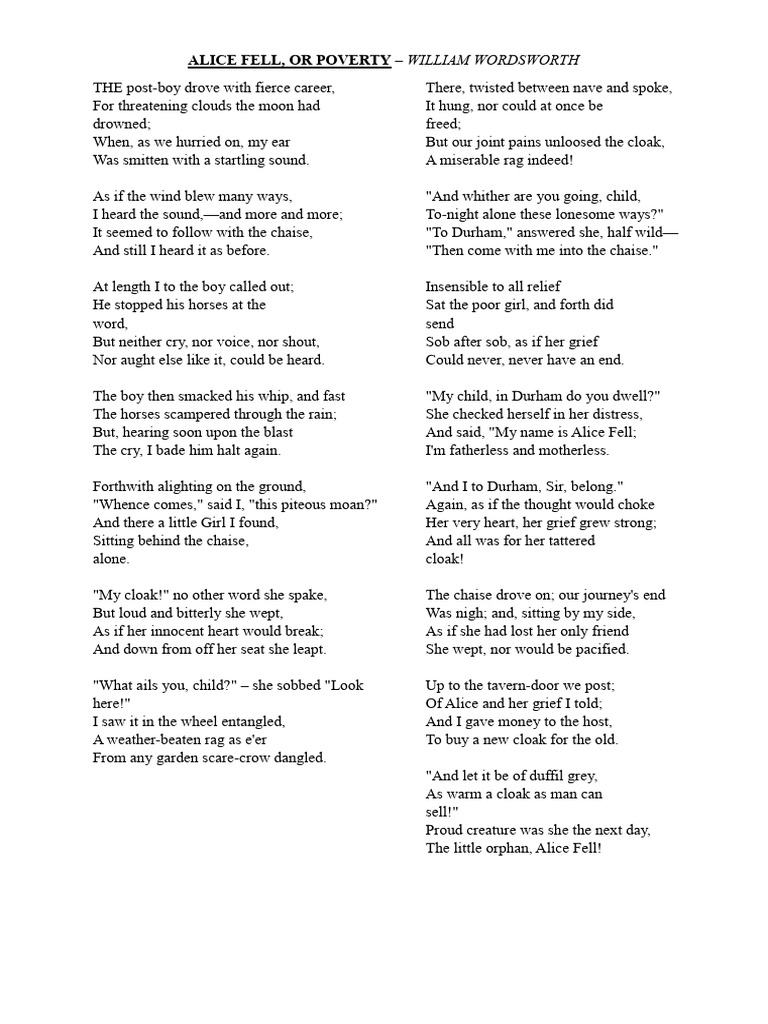 Alice Fell: A Poem of Orphanhood | PDF