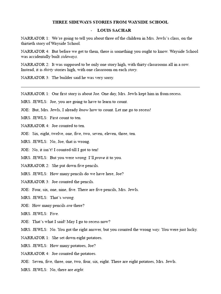 3.4 Three Sideways Stories From Wayside School | PDF