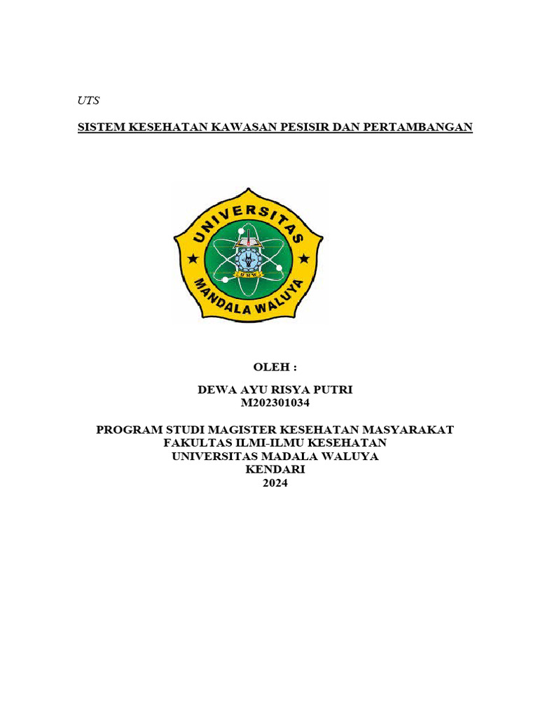 UTS Sistem Kesehatan Kawasan Pesisir M202301034 DEWA AYU RISYA PUTRI | PDF | Sains & Matematika