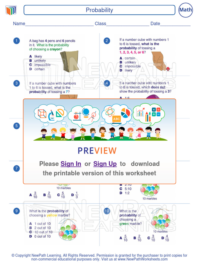 Worksheet Math Grade 3 Probability 4 0 | PDF | All Rights Reserved ...