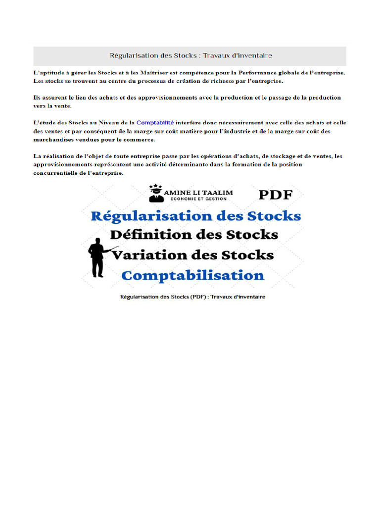 La Régularisation Des Stocks | PDF