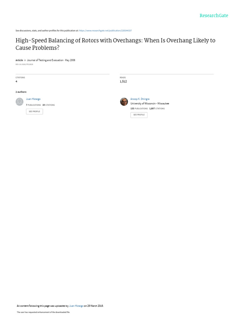 High Speed Balancing of Rotors With Overhangs When Is Overhang Likely ...